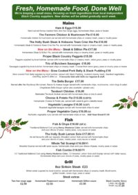 Menus at The Holly Bush | Belbroughton Countryside Dining Pub